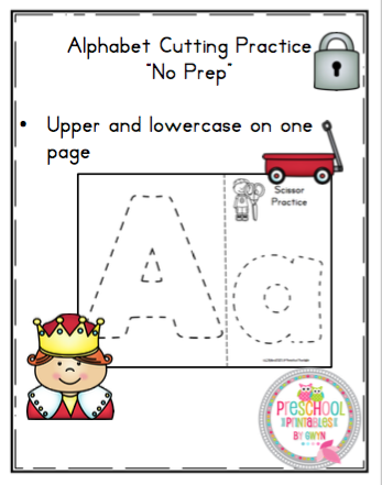 Alphabet Cutting Practice Upper/Lowercase "No Prep" ~ Preschool Printables