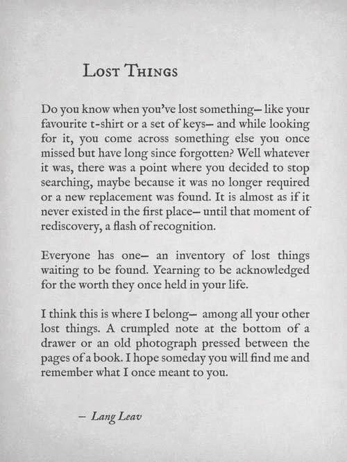 The Lost and Found: Lost Things -Lang Leav