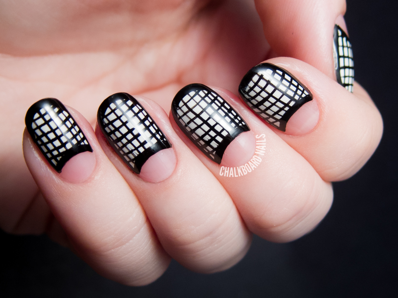 Black and White Mesh Framed Half Moons | Chalkboard Nails | Phoenix ...