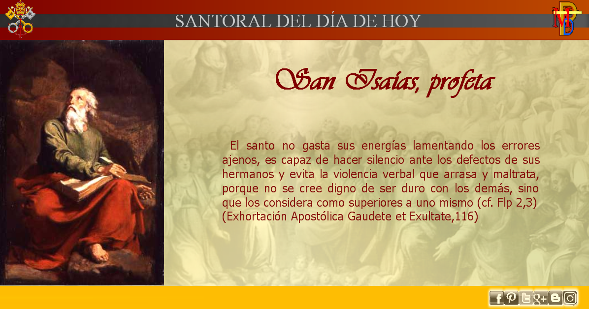 Misioneros de la Palabra Divina: SANTORAL - SAN ISAÍAS