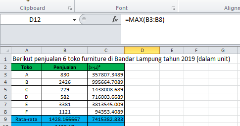 Cara Mencari Range,Varian dan Standar Deviasi Di Data Tunggal