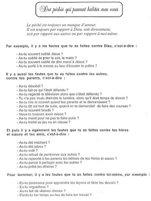 Caté : Des examens de conscience pour le sacrement du pardon