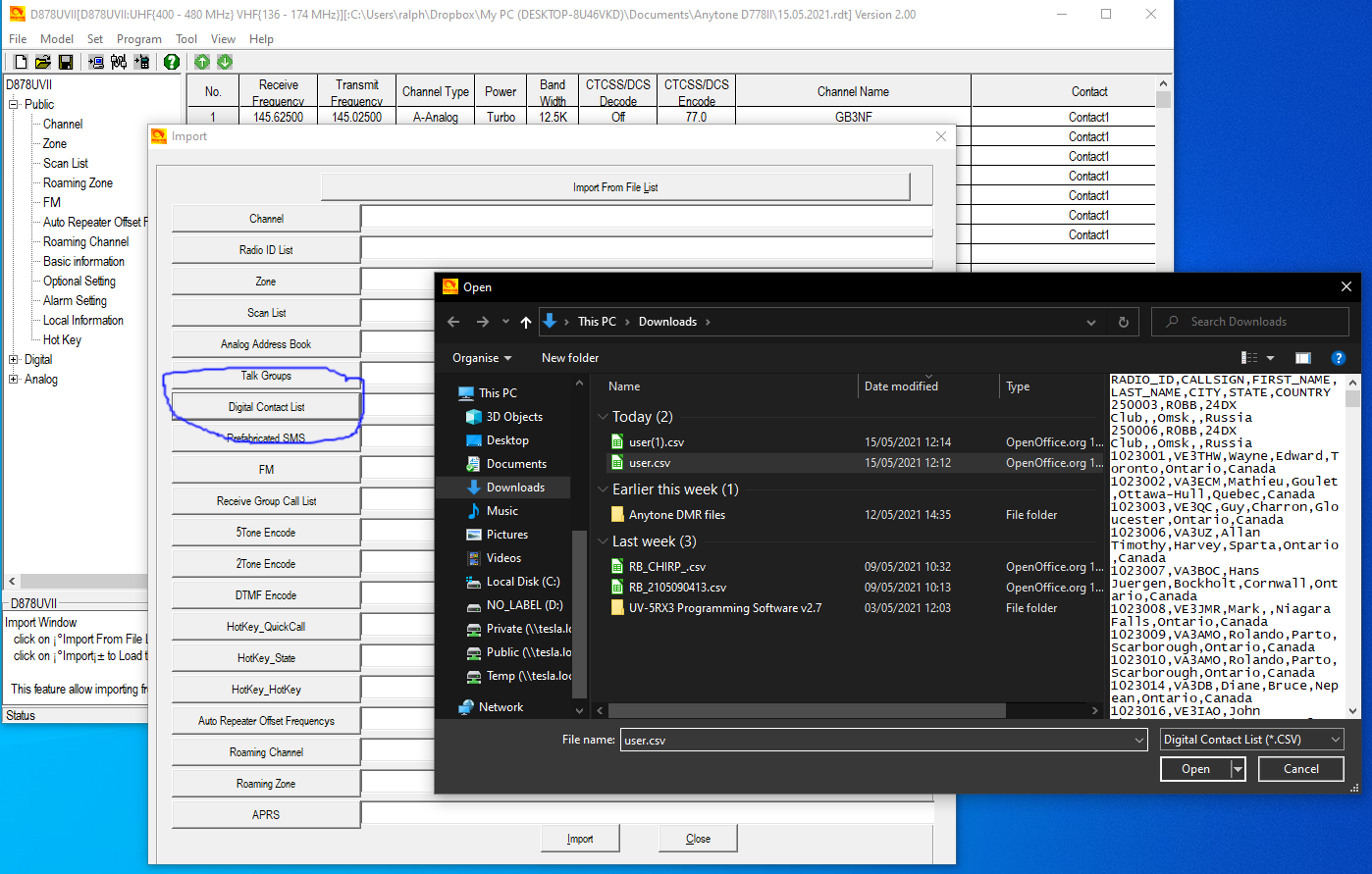 Getting started with the Anytone AT-D878UVII Super, making a codeplug