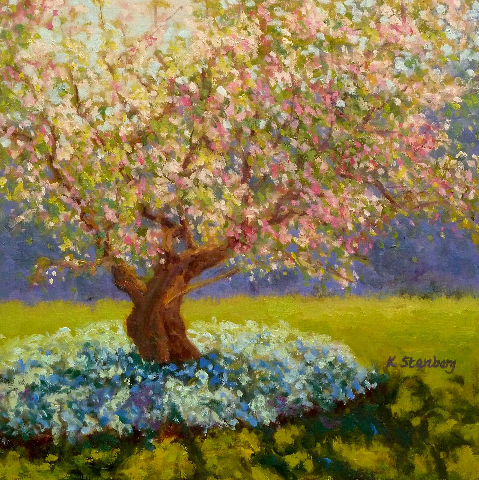 Kim Stenberg's Painting Journal: "Apple Tree Blooming" Revisited (oil ...