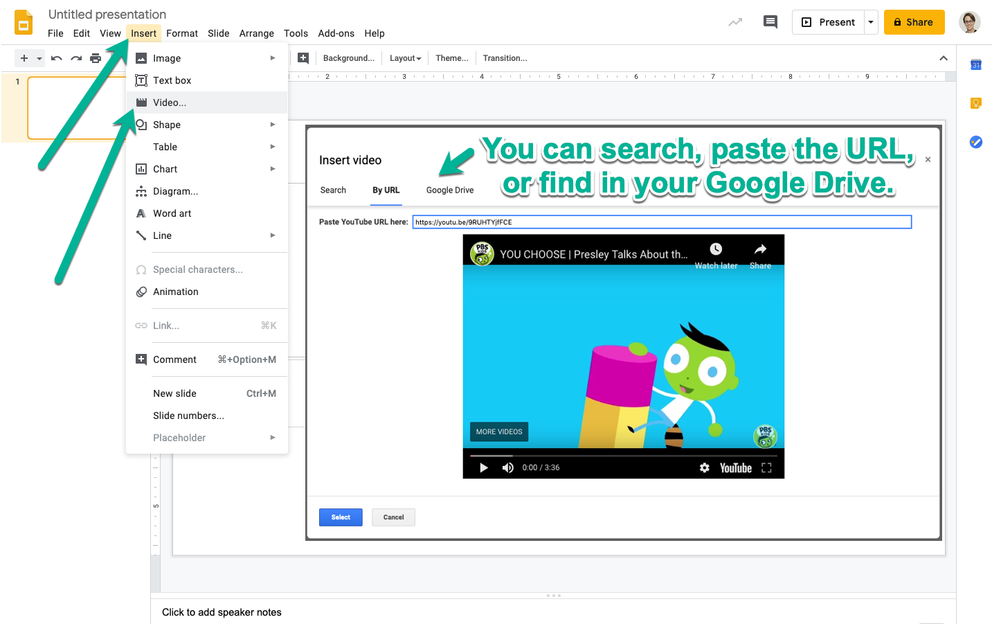TeachingTechNix: Google Slides: Insert a Video