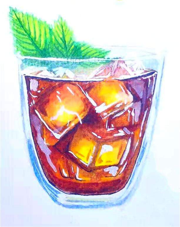 How to draw peppermint ice tea in a watercolor step by step tutorial easy