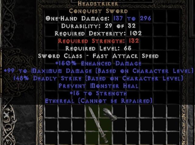 Best cRPGs: HEADSTRIKER, Diablo 2 Resurrected, conquest sword, Ethereal ...