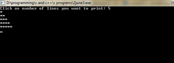 C Program 11: To Print a Right Angled Triangle ~ 100 C Programs