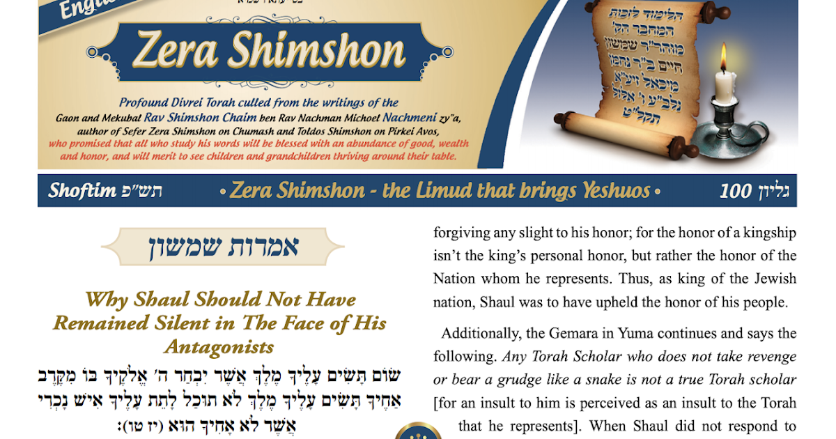 DUS IZ NIES !! Rare View...: Zera Shimshon Parshas Shoftim