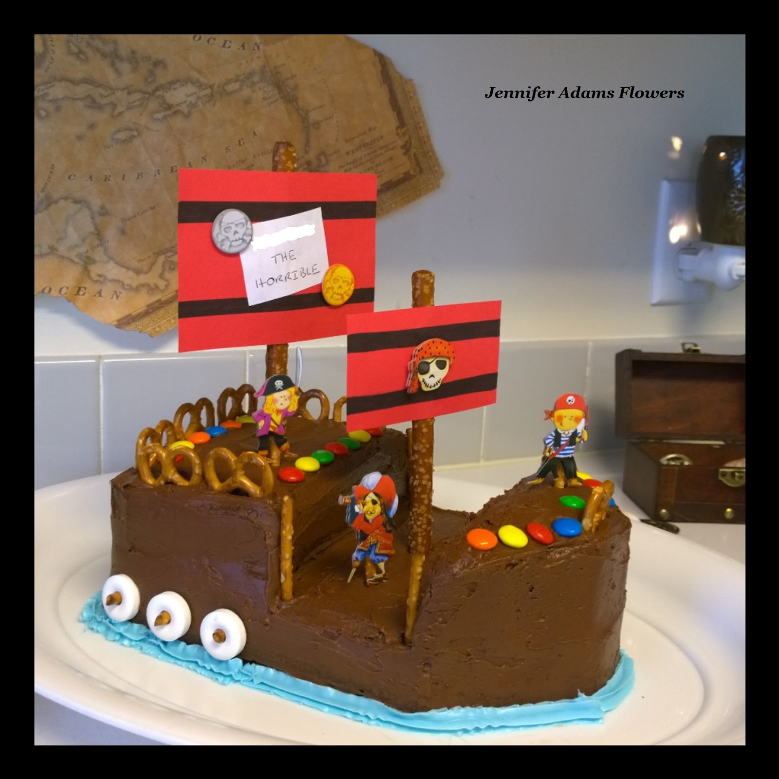 Jennifer Adams Flowers : How to Make a Pirate Ship Cake