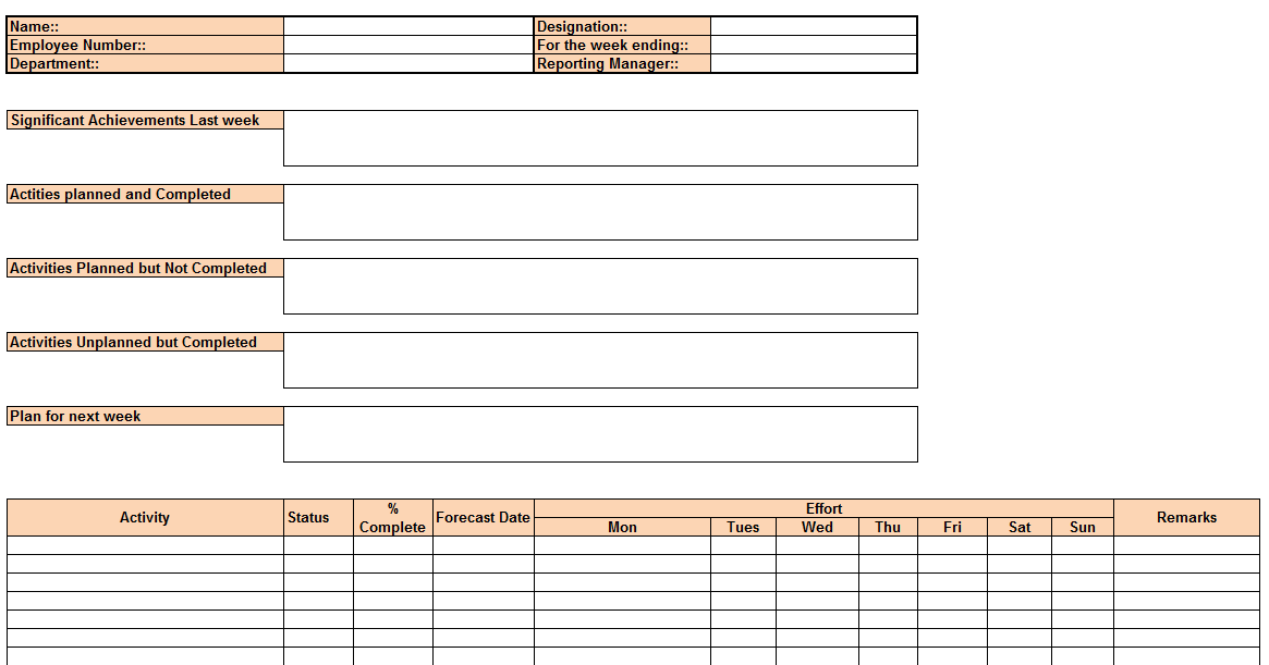 Weekly Work Tracker Format