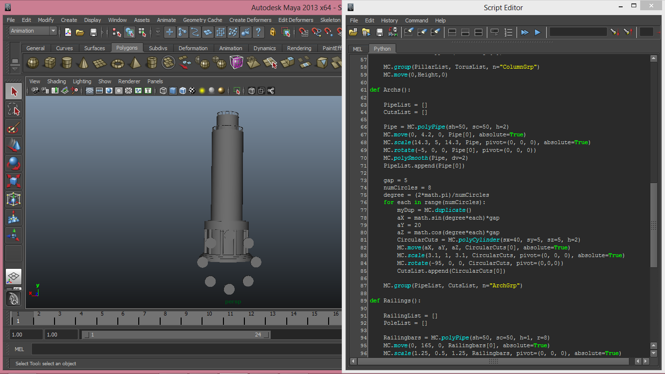 Maya Scripting Days Python Scripting Creating Archspart 1 And Railings 5777