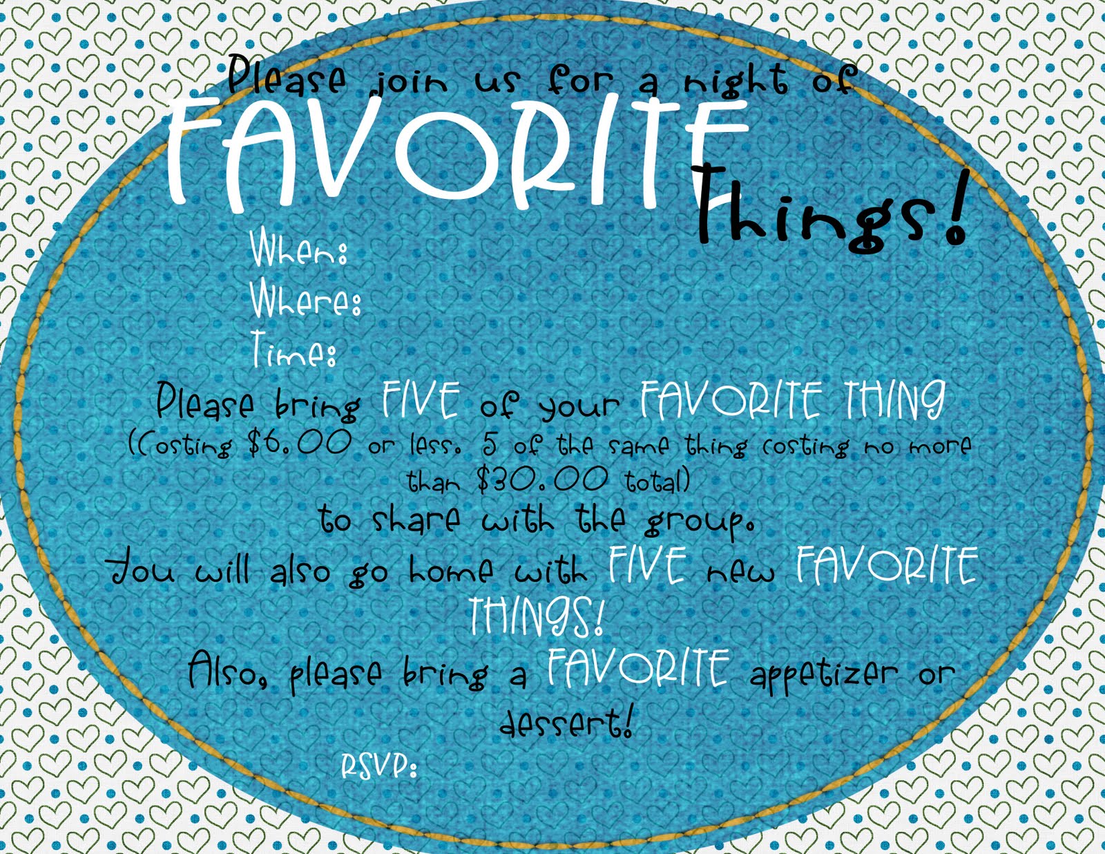 ...A Little Bit of Everything...: Favorite Things Party invites Printables