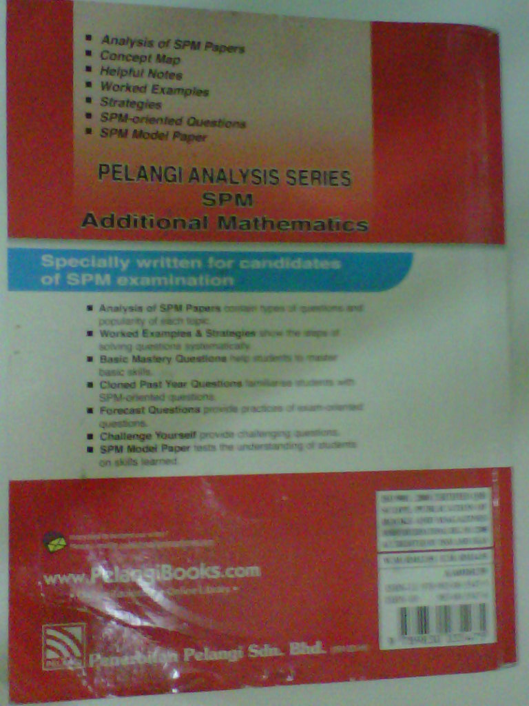 School Reference Books ADDITIONAL MATHEMATICS PELANGI ANALYSIS SERIES SPM school-reference-books-additional-mathematics-pelangi-analysis-series-spm