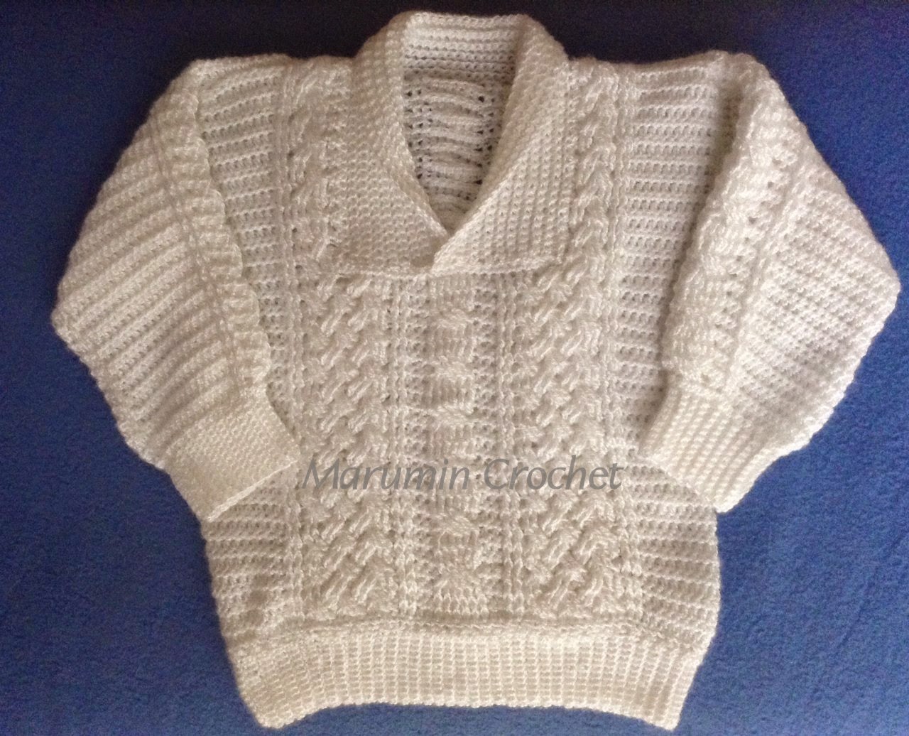 Marumin Crochet: CA015 Chompa con trenza y entrelazados - CA015 Braid ...