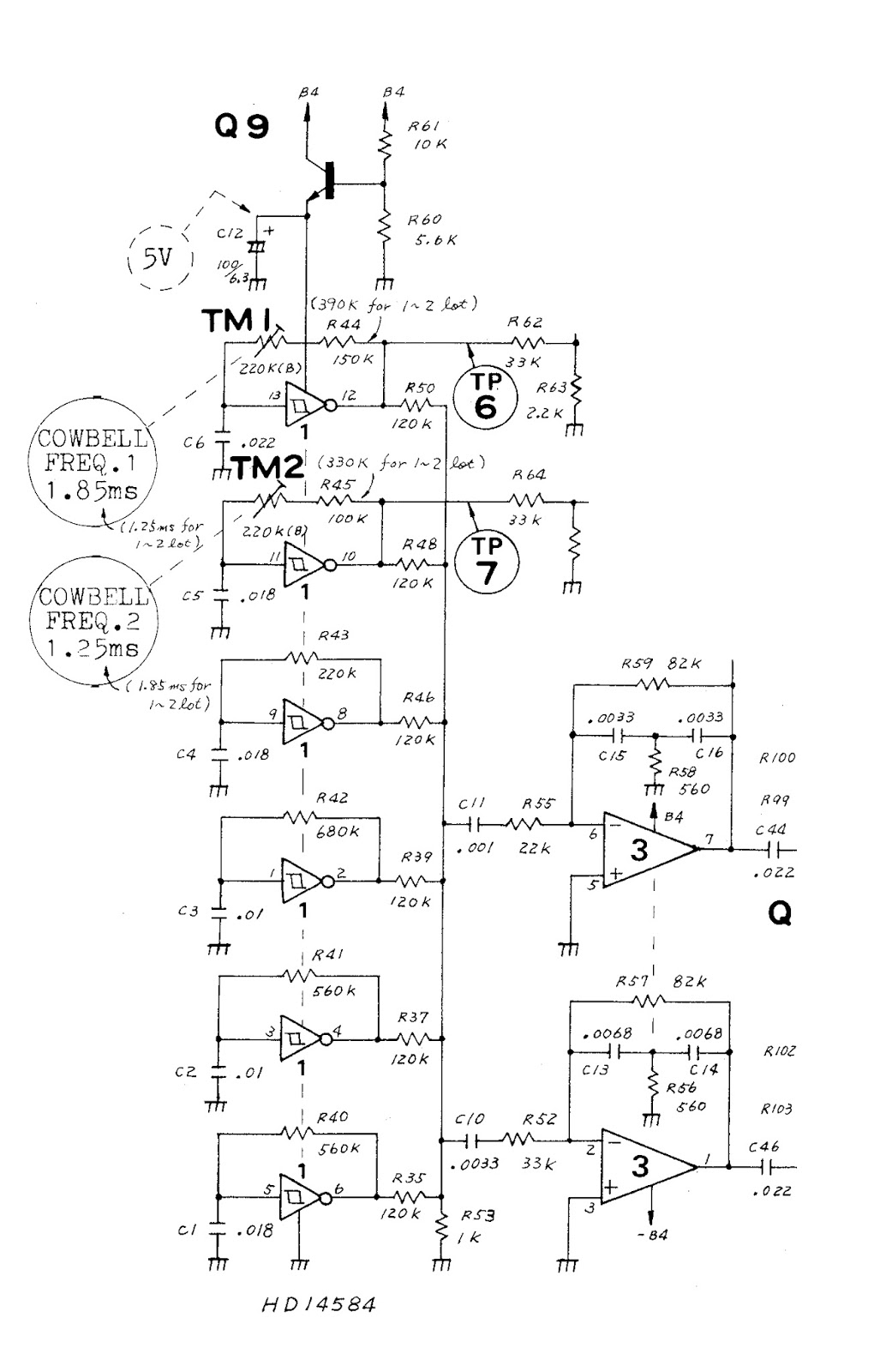 Sviken av elektroniken: 808 Drum schematics.