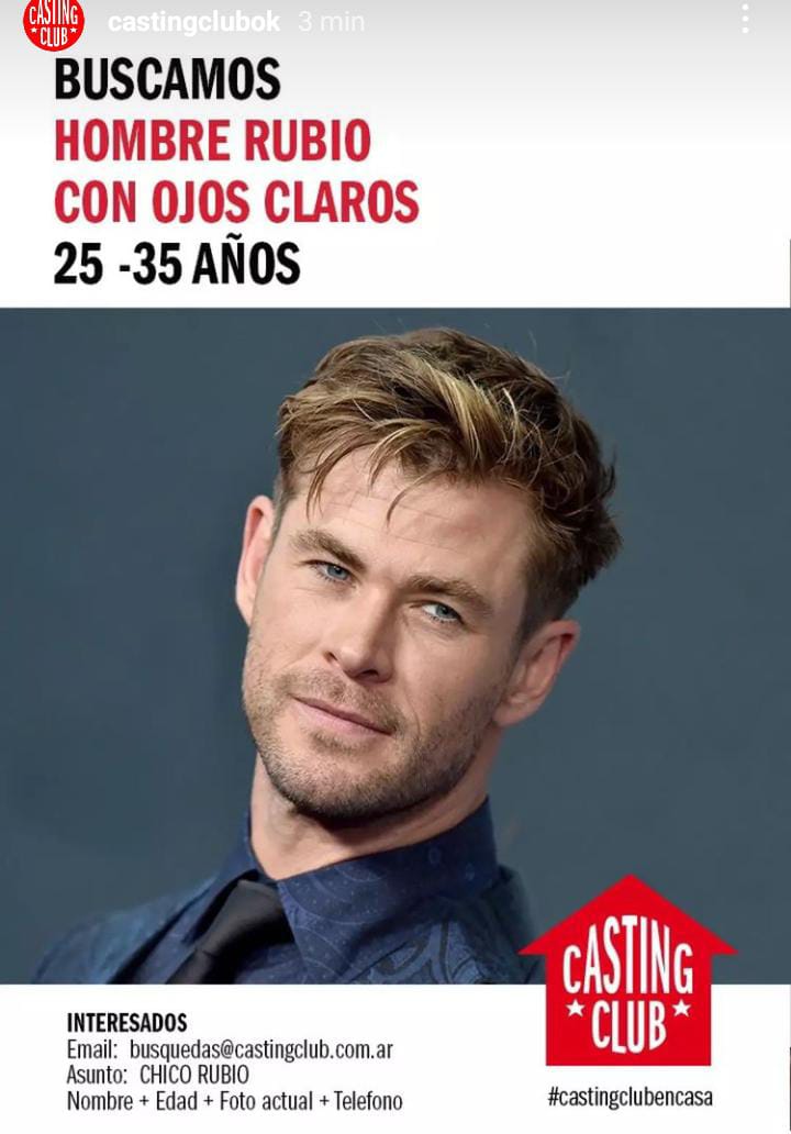 CASTING en BUENOS AIRES: Se busca ACTOR rubio con ojos claros entre 25 ...