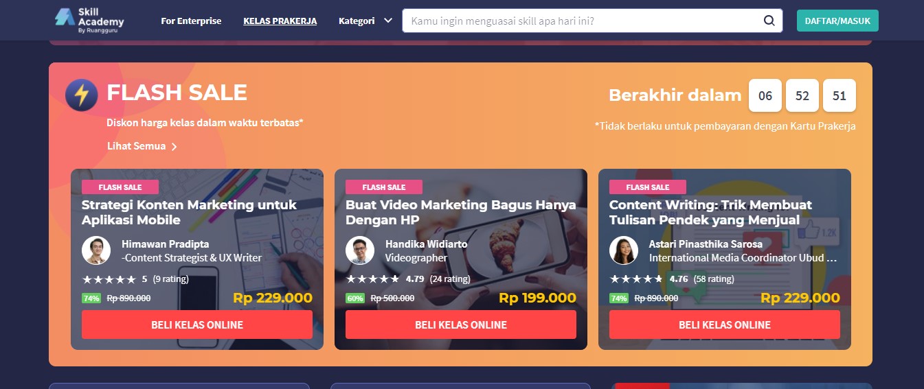 Skill Academy, Kelas Online Terlengkap dan Terbaik Bersertifikat