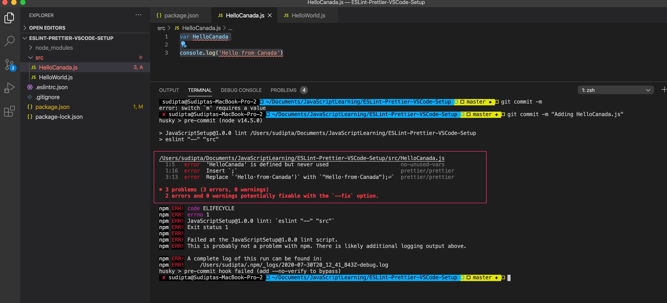 Configure Husky In Vs Code For Javascript Development