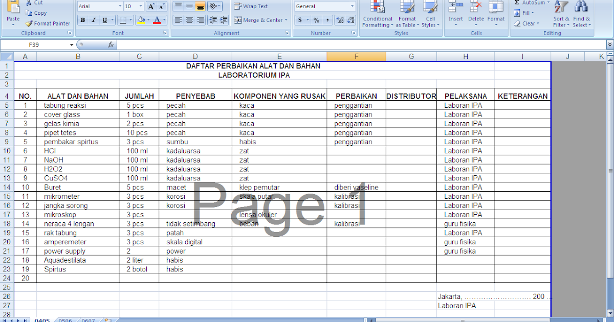 Daftar perbaikan alat dan bahan rusak di laboratorium IPA - antapedia.com