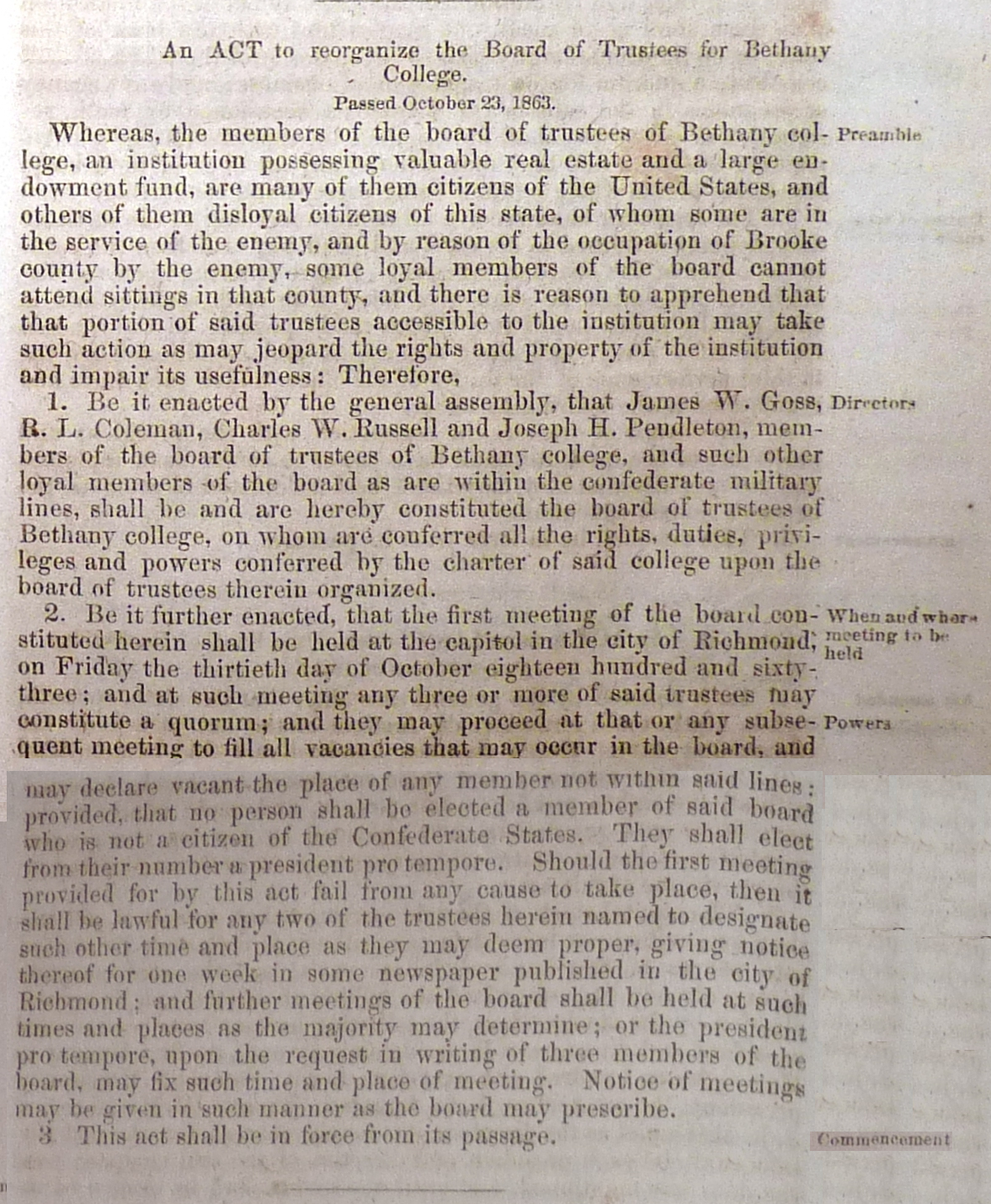 West Virginia Statehood: 1863 West Virginia Constitution