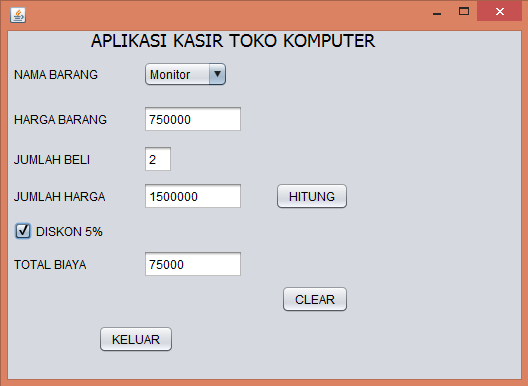Aplikasi Kasir Toko Komputer menggunakan Java Netbeans