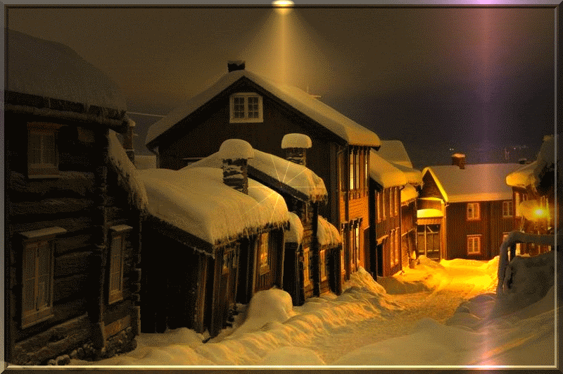 Animowane Gify Zima Mireczki: Animowane obrazki zima nocą