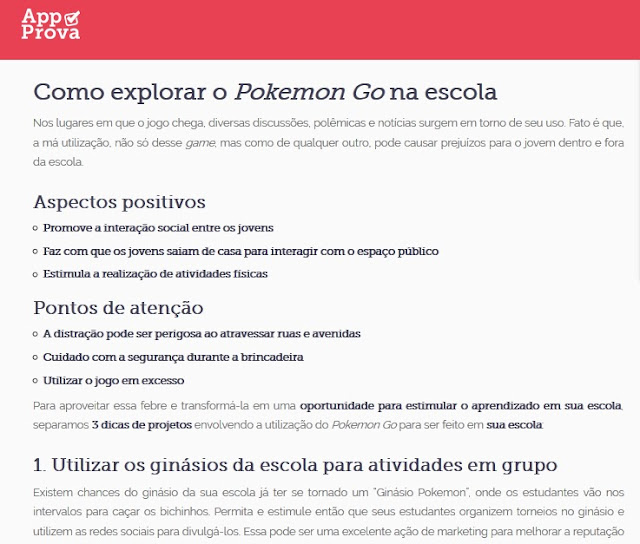 Utilizando as Mídias na Educação: Pokemon Go na Escola