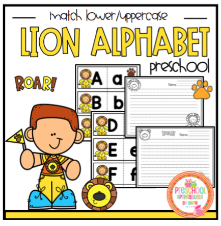 Lion Alphabet Cards (2 part match upper with lowercase) ~ Preschool ...