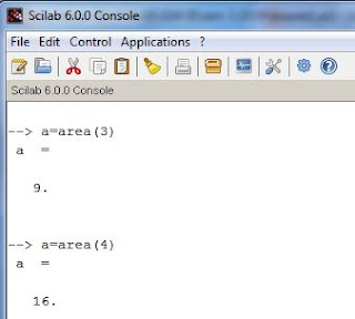Area of a square using scilab