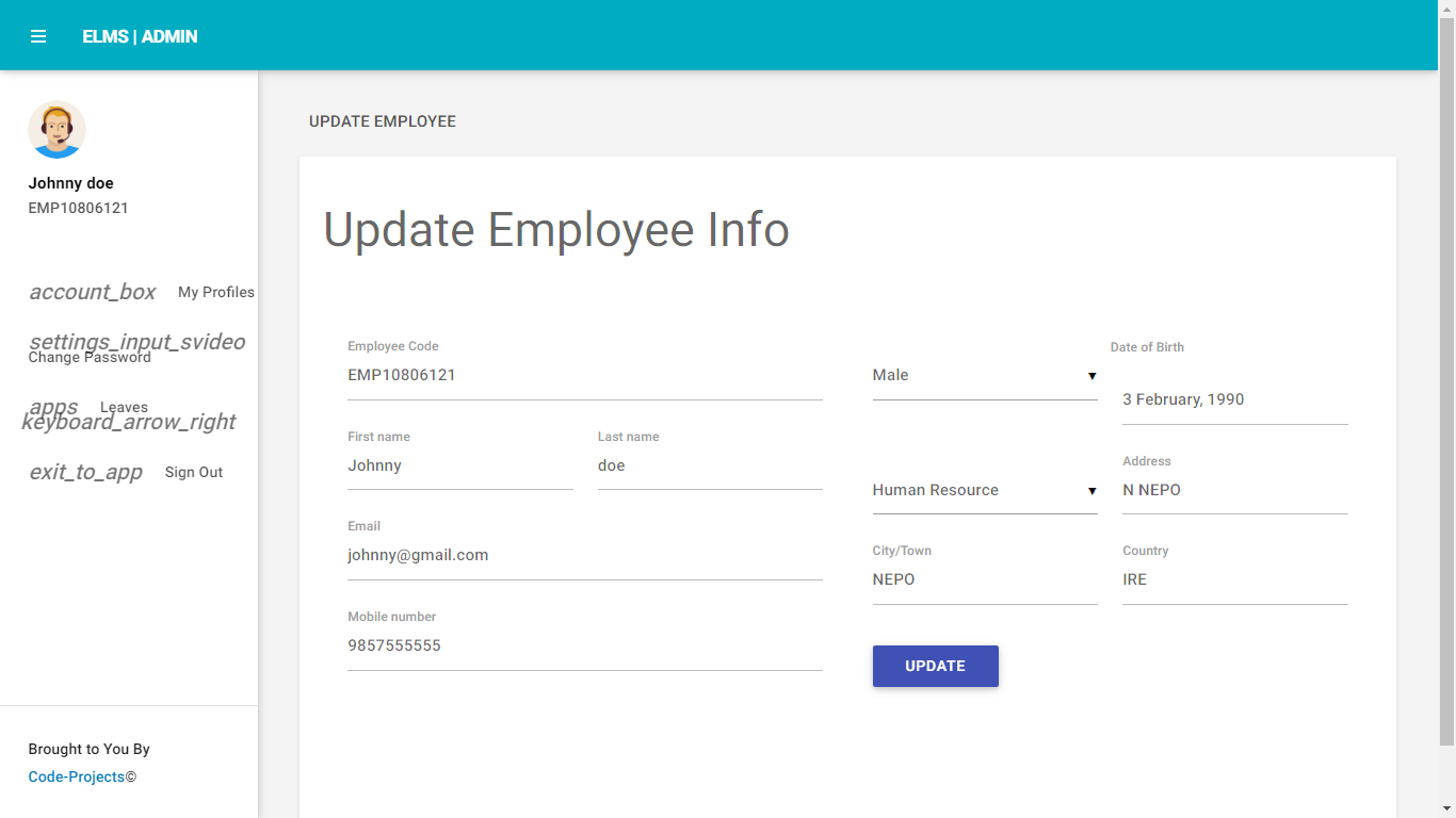 Free Source Code in php mysql Employee Leave Management System Project
