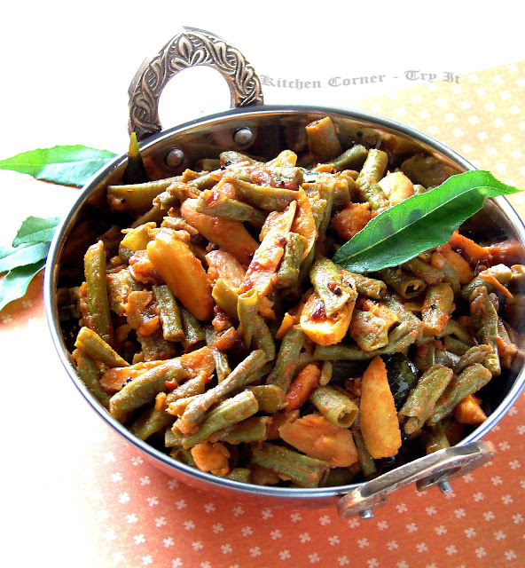 Achinga Payar Chakkakuru Mezhukkupuratti/Yard Beans Jack fruit Seeds ...