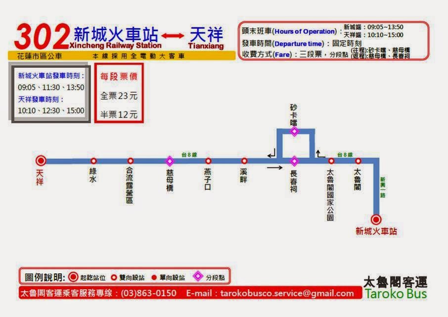 太魯閣客運 ( Taroko Bus ) - 非官方網站: 花蓮公車 302 新城火車站-天祥