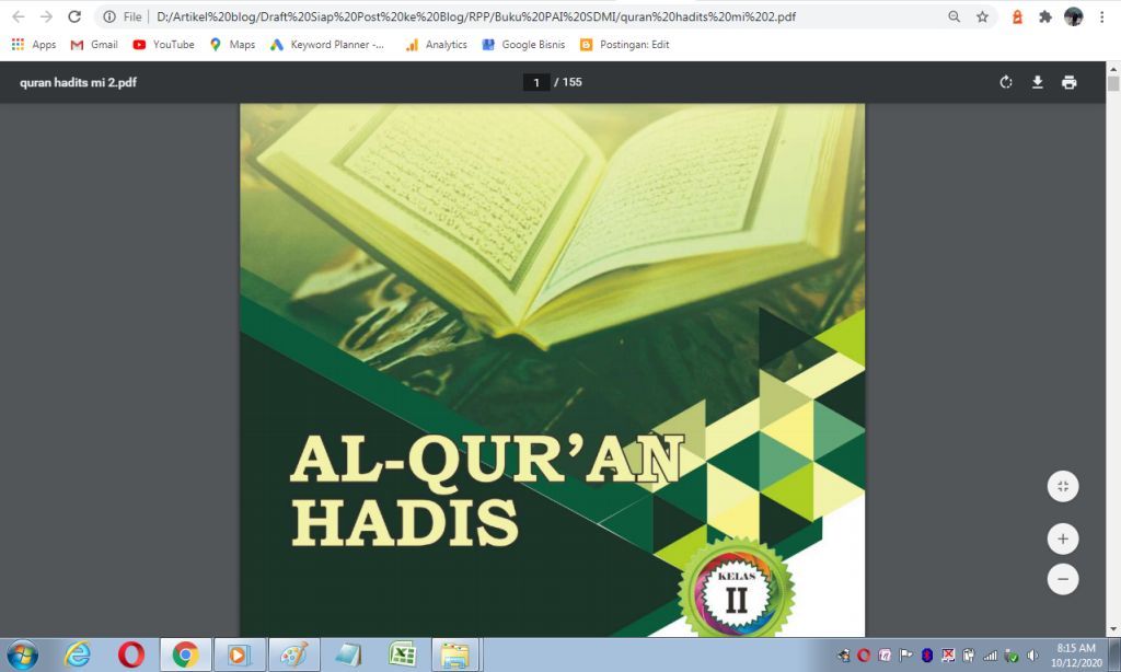 Buku Al-Qur'an Hadis kelas 2 sd/mi sesuai kma 183 tahun 2019 - antapedia.com