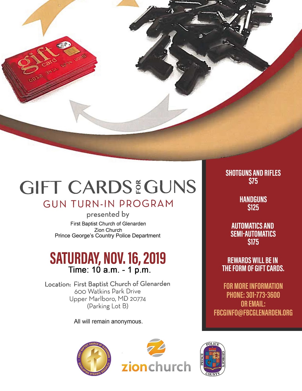 PGPD News: PGPD Announces “Gift Cards for Guns” Event