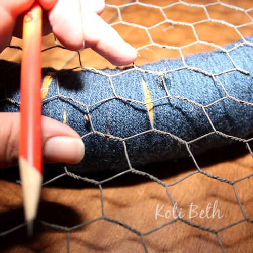 Owl Fall Yarn Wreath with Chicken Wire and Burlap Flowers - Koti Beth