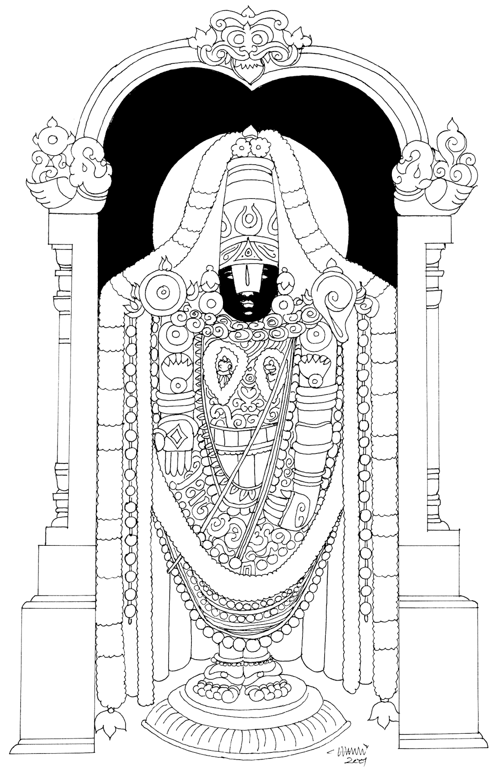 Tamil Cliparts: Venkatachalapathi Line Drawings for invitations