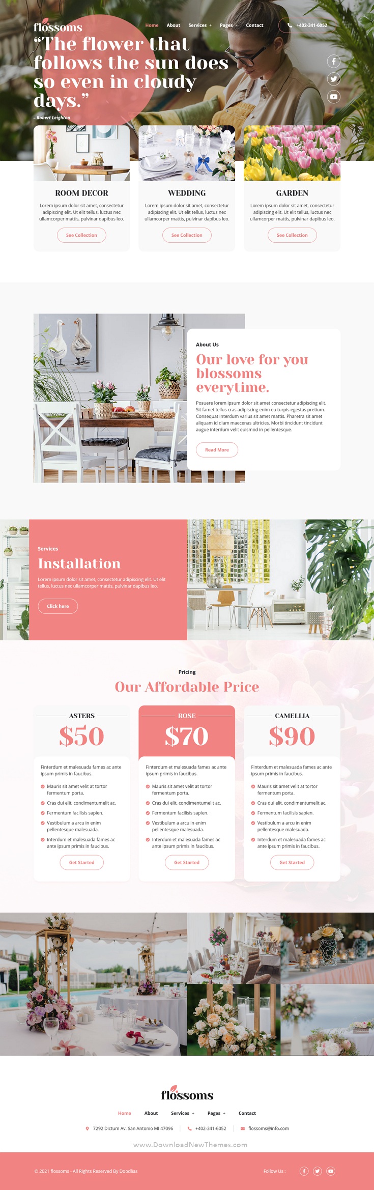 Flossom Flower Shop Elementor Template Kit - Download New Themes