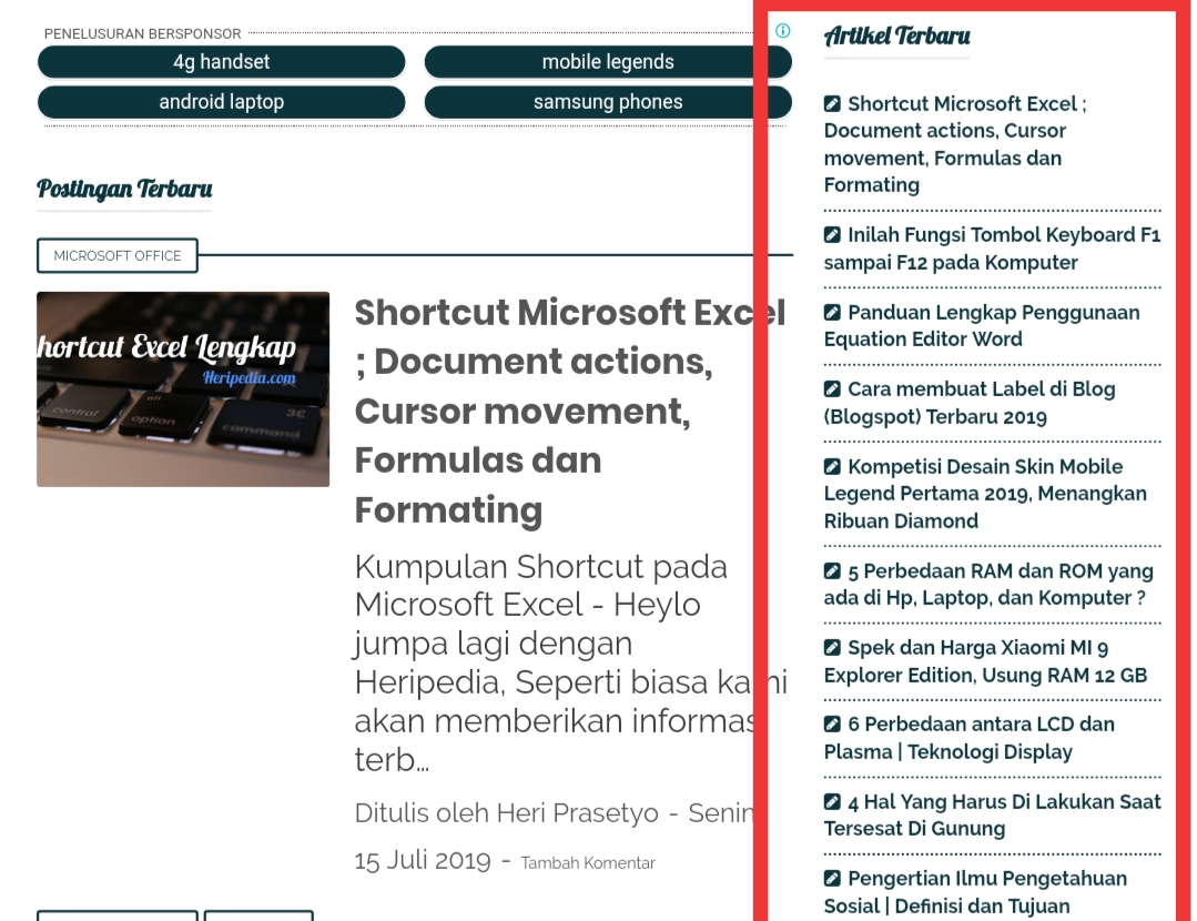 Cara membuat Widget Artikel Terbaru di Blog (Blogspot) 2019