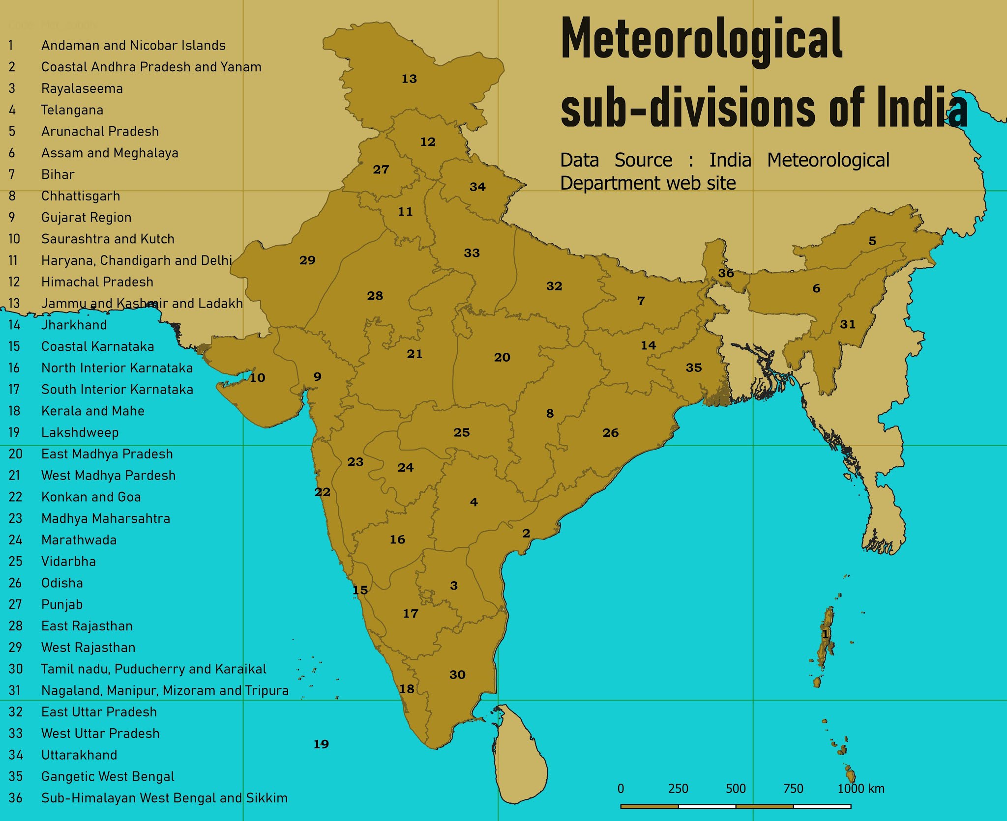 Earth Diary: Meteorological Sub-divisions of India 2020