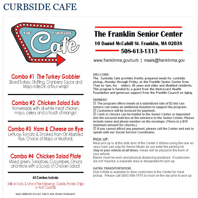 Franklin Matters: CURBSIDE CAFE opens June 1 at Senior Center