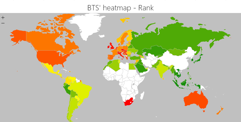 Mapa de desempeño global de BTS según chartsmaster.org
