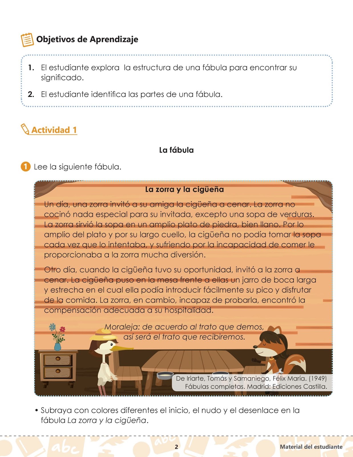 GUÍAS DE ACTIVIDADES SEGUNDO GRADO: LA FÁBULA 2