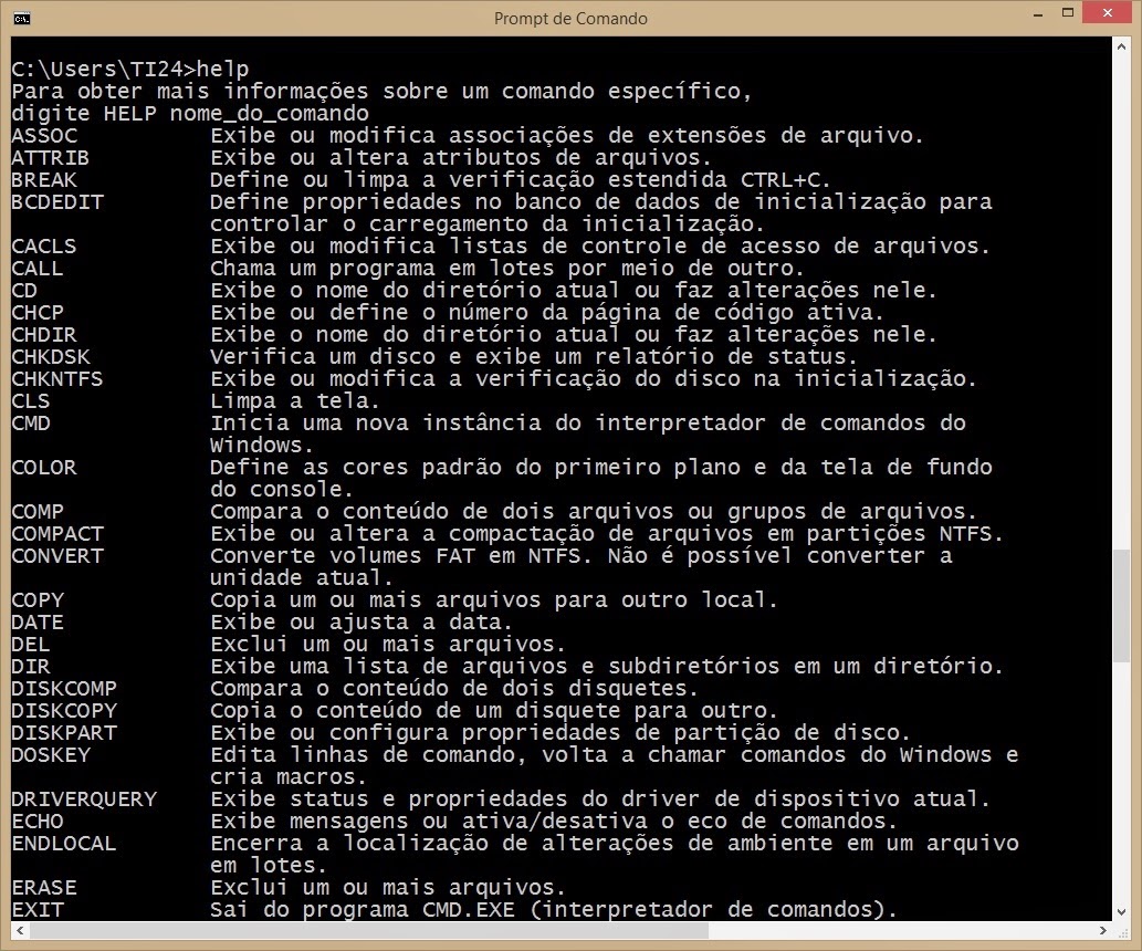 Um Pouco de Tudo: Lista de Comandos do MS DOS