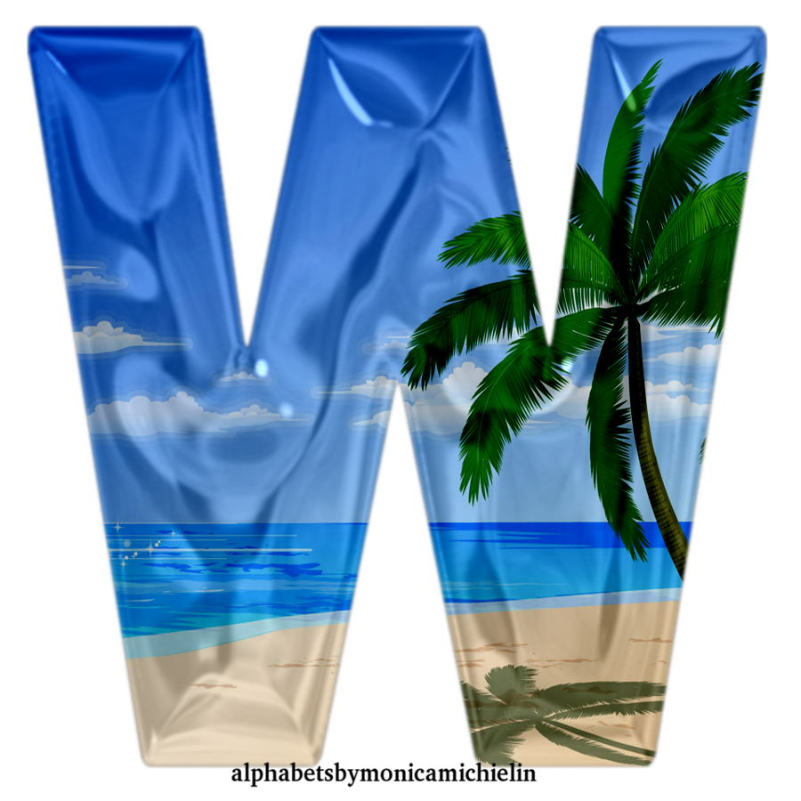 M. Michielin Alphabets: BEACH SAND BLUE WATER PALM TREE CARTOON LUMPY ...
