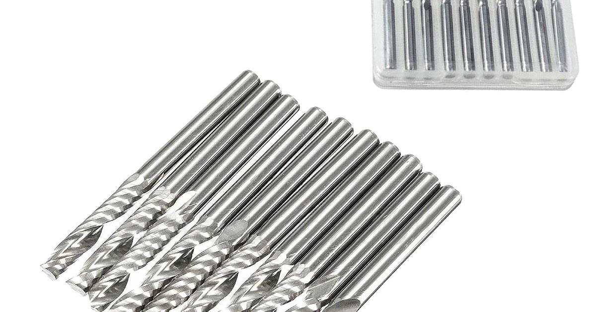 End Mill Cutter Carbide Shaft CNC Router 1 Flute Spiral Shank Bit Tool ...