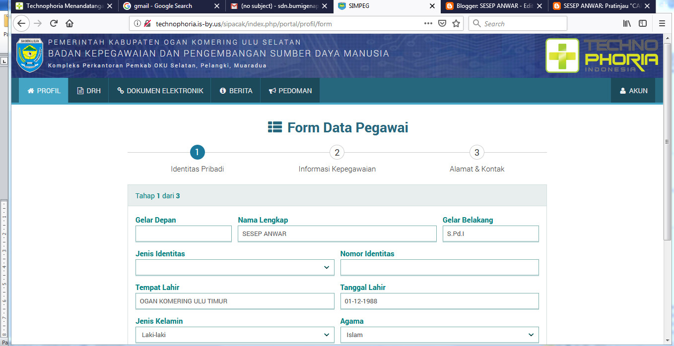 CARA MENGISI DATA KEPEGAWAIAN (PNS) DI APLIKASI SIPACAK BKPSDM OKU ...