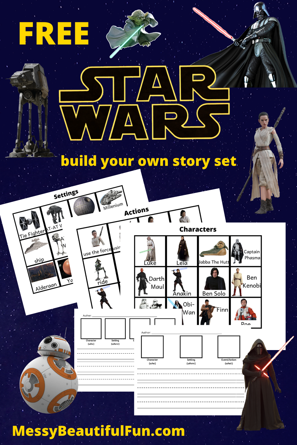 Messy, Beautiful, Fun: Free Star Wars Writing Set For Beginner to ...