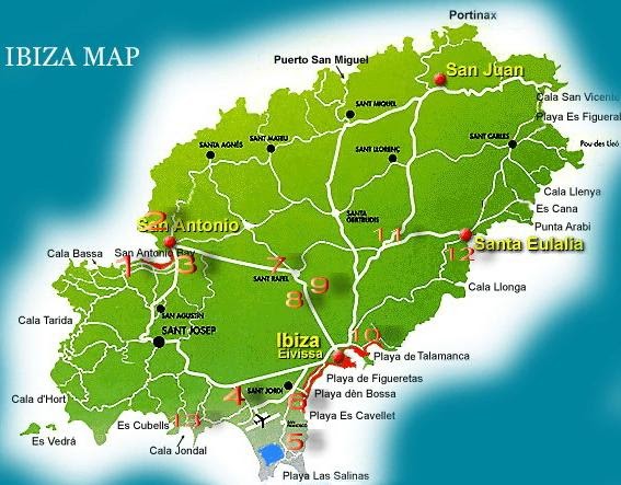 All you need to your Ibiza trip vacation: Ibiza Clubs Map & Info