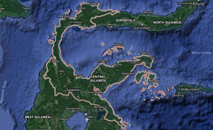 Peta Sulawesi Tengah Lengkap HD (Google Map)